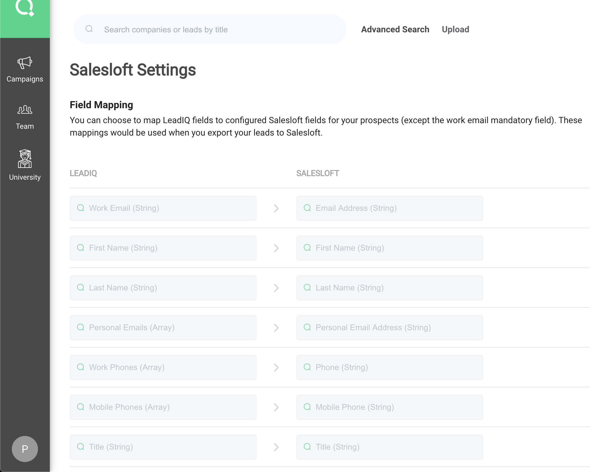 Configuring Your Salesloft Integration – LeadIQ
