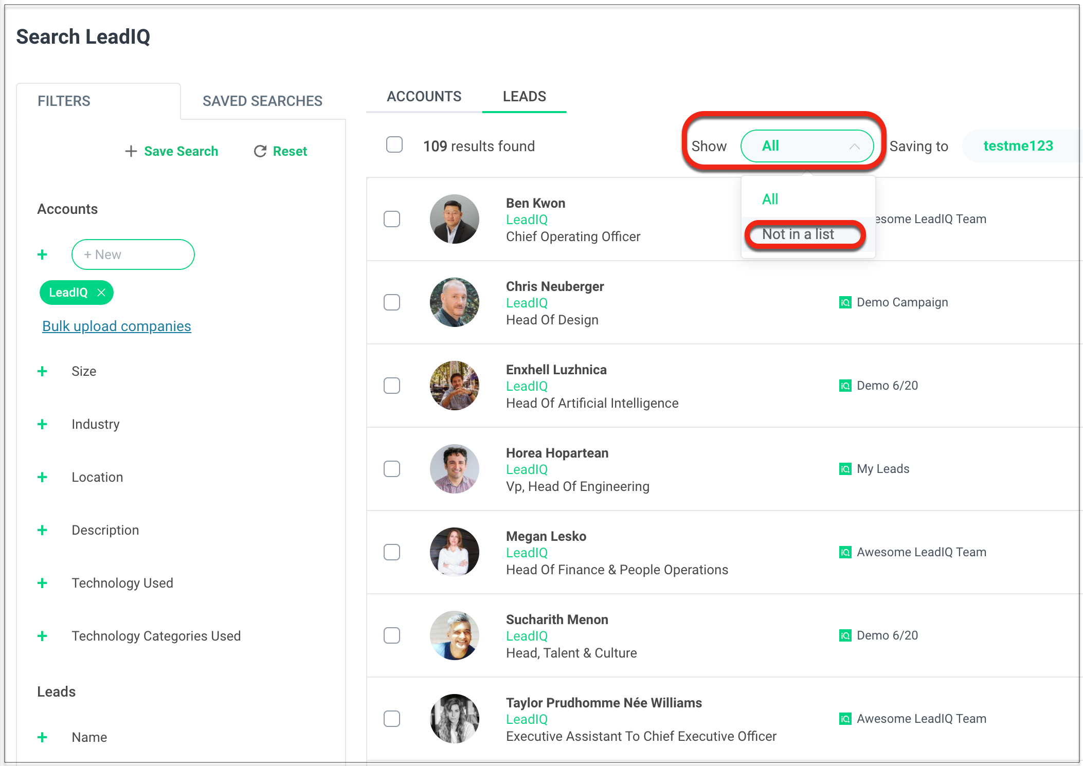 Using Search – LeadIQ